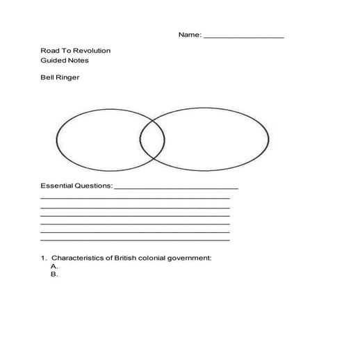 Road to Revolution Guided Notes | PDF