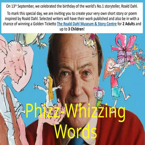 Roald Dahl writing workshop exploring his writing style | PPTX