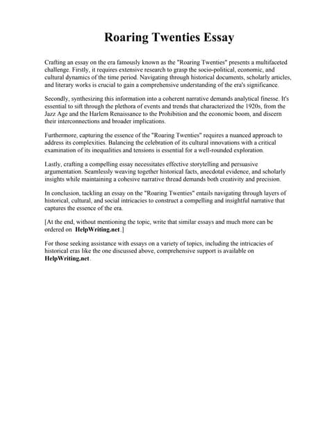The Roaring Twenties Essay | PDF