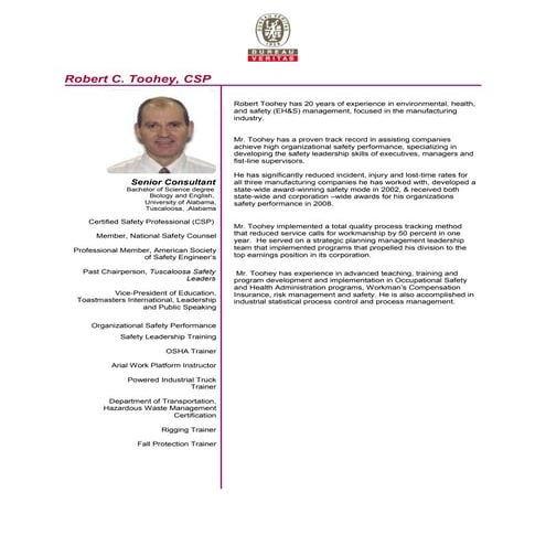 Robert C.Toohey, CSP | PDF