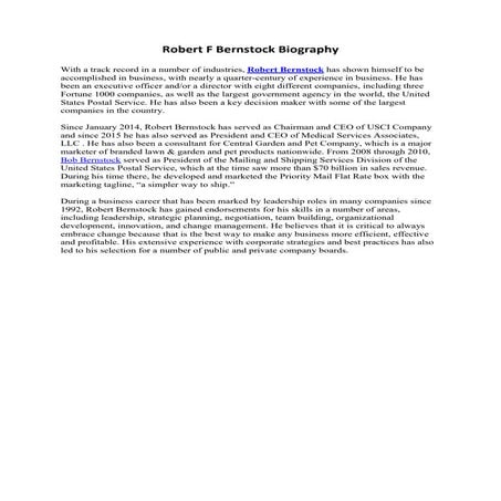 Robert F. Bernstock Biography | PDF