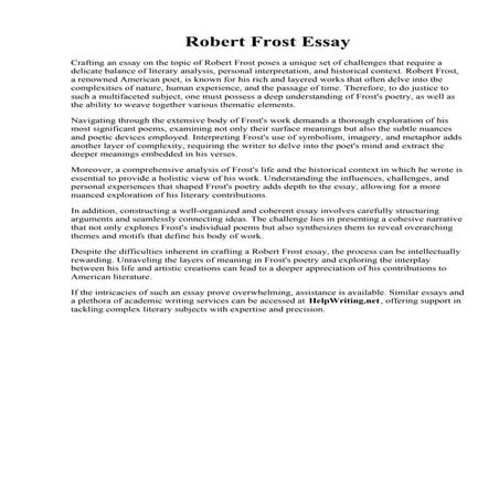 Robert Frost Essay | PDF