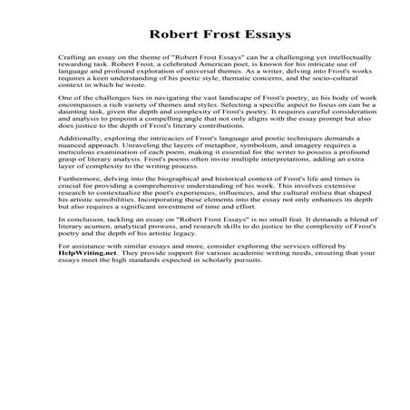 Robert Frost Essays. Louisiana State University at Eunice | PDF
