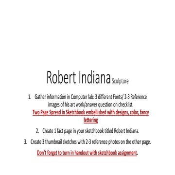 Robert indiana sketchbook idea | PPTX | Drawing and Sketching | Arts ...