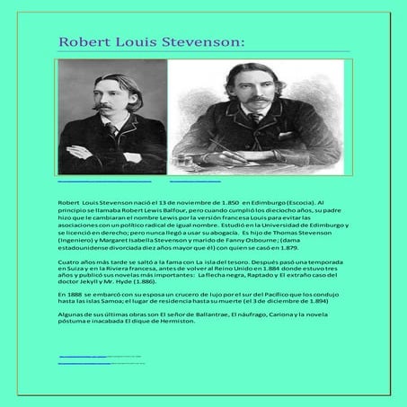 Biografía de Robert Louis Stevenson | DOCX