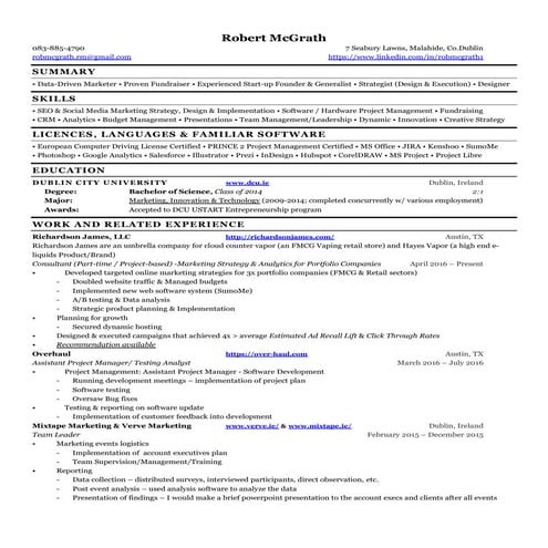 Robert Mc Grath CV - (2017) | PDF