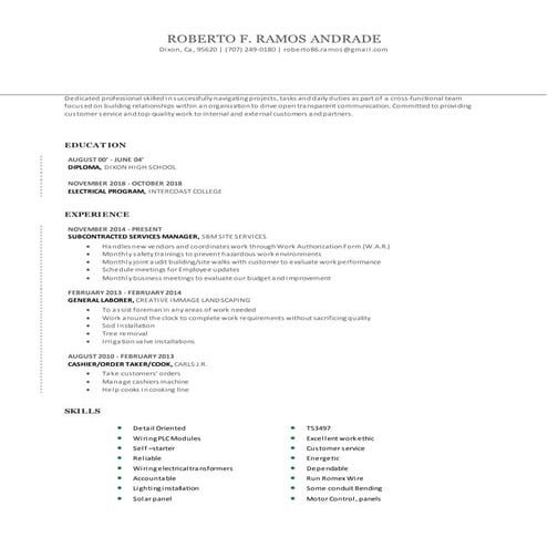 Roberto ramos resume ETP | DOCX | Business | Business and Finance