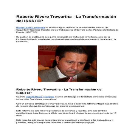 Roberto Rivero Trewartha Arquitecto de un Sistema de Salud Más Sólido ...