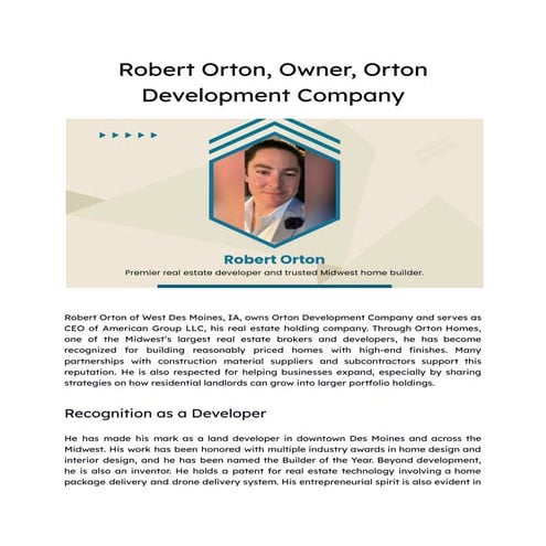 Robert Orton, Owner, Orton Development Company | PDF