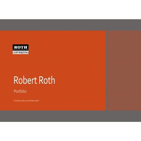 Robert Roth - ROTH copywriting - Portfolio | PDF