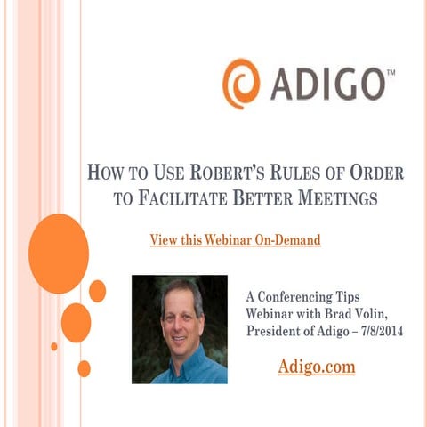 Using Robert's Rules of Order to Facilitate Better Meetings | PPT