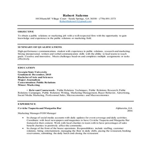 Robert salerno resume 2016 | DOCX