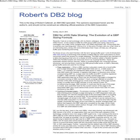Robert's db2 blog db2 for z os data sharing_ the evolution of a gbp sizing formula | PDF