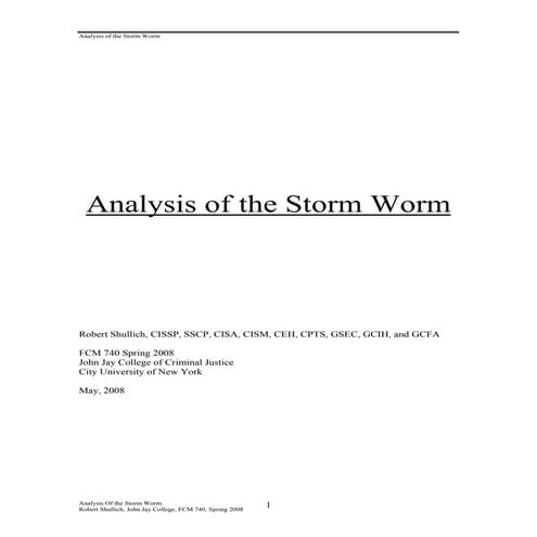 Analysis of the Storm Worm | PDF