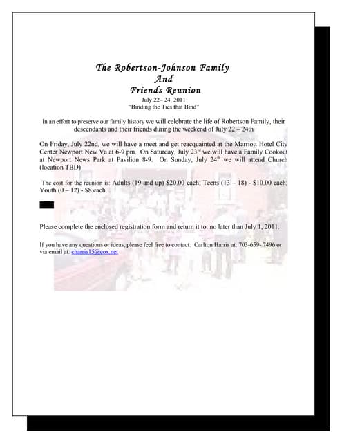 Family Reunion Letter