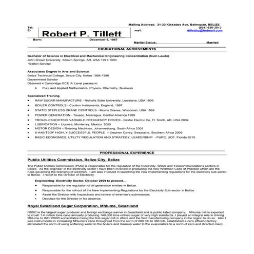 Robert tillett resume feb 2011 | DOC
