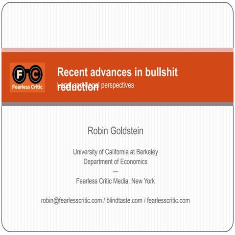Robin goldstein ifbc presentation | PPT