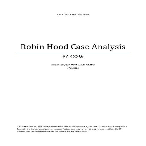 Robin Hood Case Study | DOC