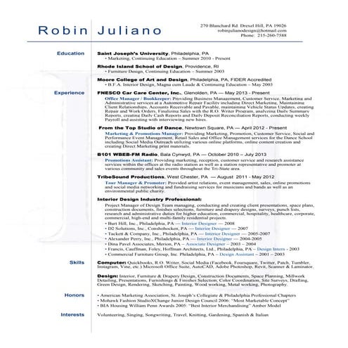 Robin Juliano Resume - Creative Marketing | DOCX