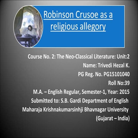 Robinson crusoe as a religious allegory | PPT