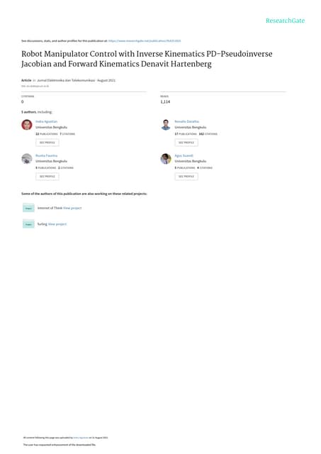 Kinematics modeling of six degrees of freedom humanoid robot arm using improved damped least ...