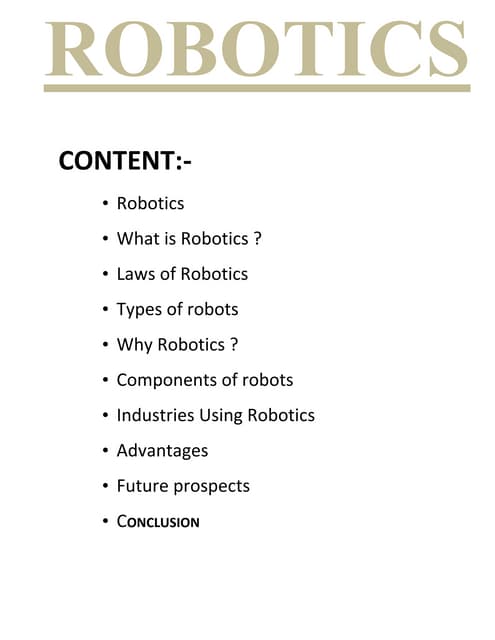Robotics | PPTX | Robotics | Technology & Computing
