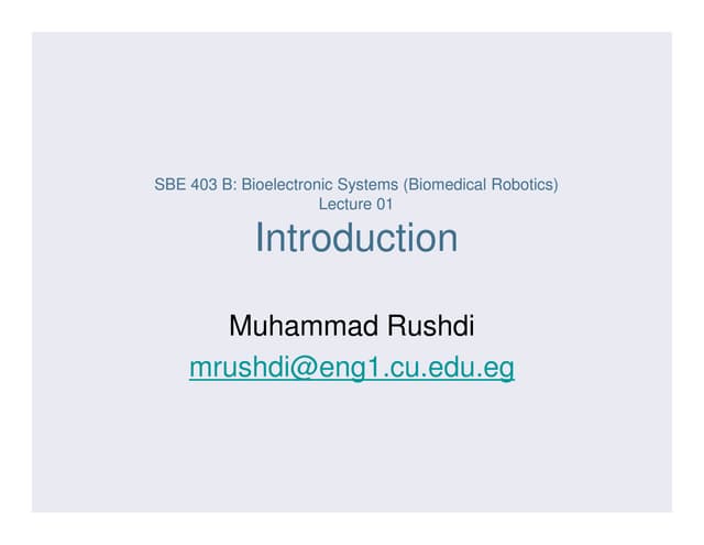Robotics Introduction Lecture Pdf Robotics Technology And Computing