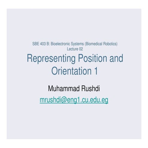 Robotics Representing Position & Orientation | PDF
