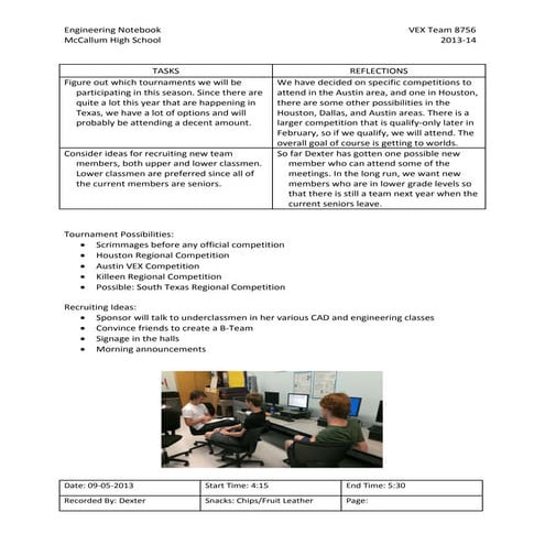 2013-14 VEX Toss Up Engineering Notebook | PDF