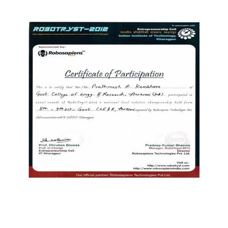 Robotryst (certificate) | PDF