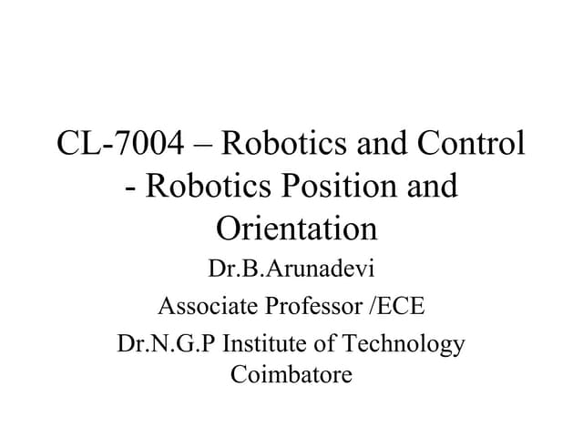 USE OF MATRIX IN ROBOTICS | PPTX