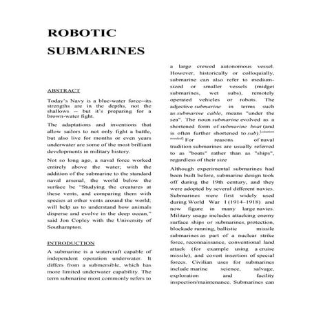 Robotic submarines pdf | PDF