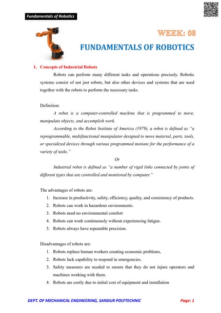 Introduction robotic arm | PDF