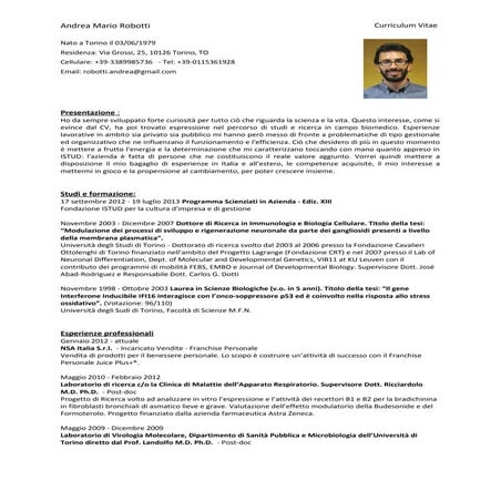 Robotti andrea mario cv | PDF | Free Download