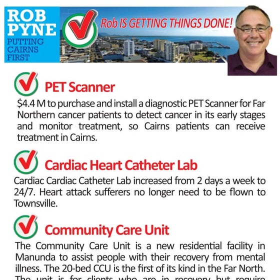 Rob Pyne Cairns election brochure 2017 (two faced parties) | PDF