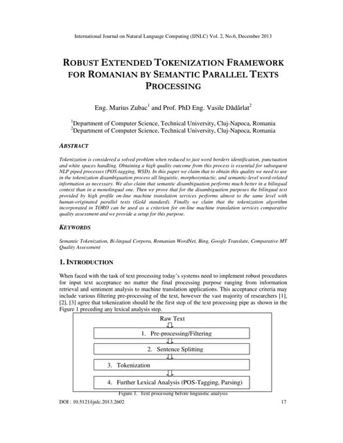TEXT MINING: OPEN SOURCE TOKENIZATION TOOLS – AN ANALYSIS | PDF