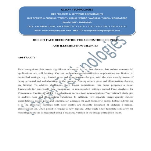 Robust face recognition for uncontrolled pose and illumination changes | PDF