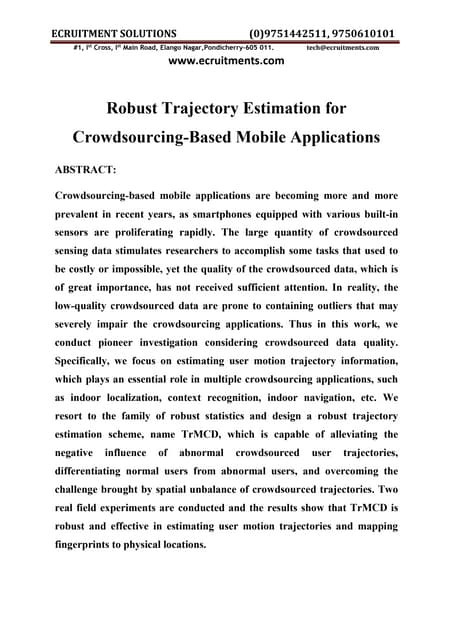 Robust Trajectory Estimation For Crowdsourcing Based Mobile