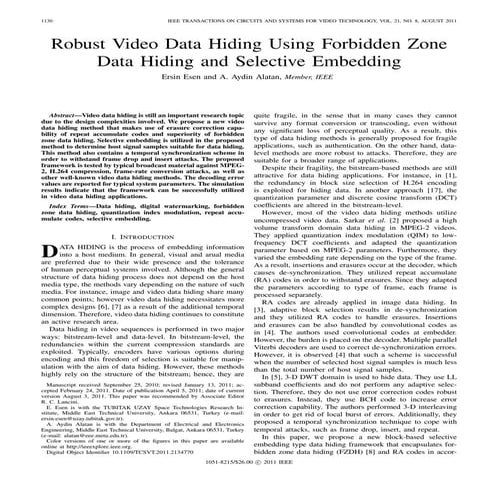 Robust Video Data Hiding Using Forbidden Zone Pdf