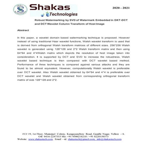 Robust Watermarking By Svd Of Watermark Embedded In Dkt Dct And Dct Wavelet Column Transform Of