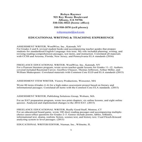 Robyn raymer resume 2016 | DOC