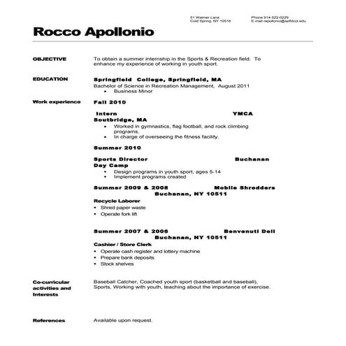 Rocco Resume Revised #2 | DOC