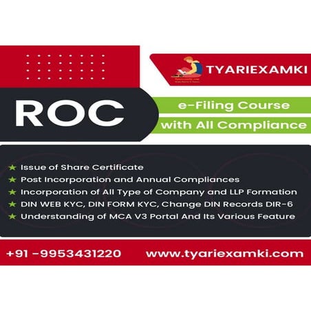 ROC e-filing Course with All Compliance. | PDF