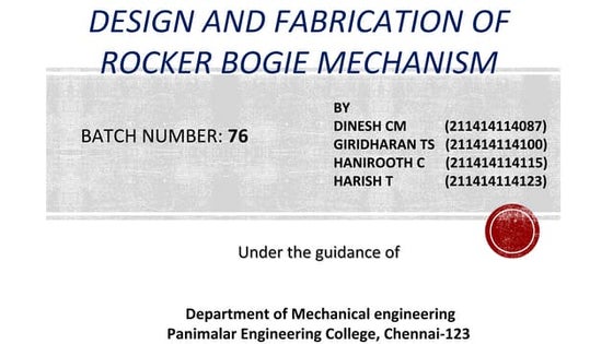 Rocker bogie mechanism (design and fabrication) | PPT