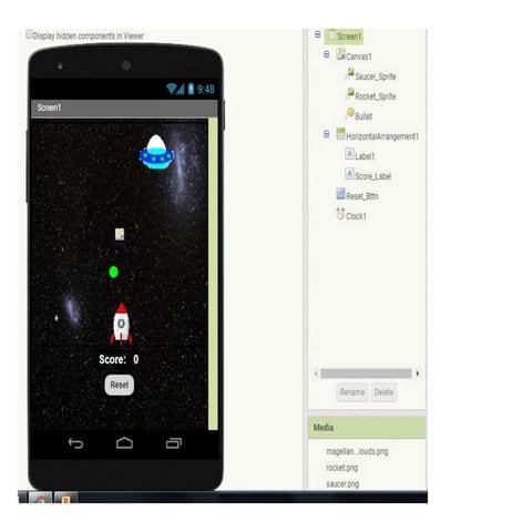 Rocket space game mit app inventor code with design