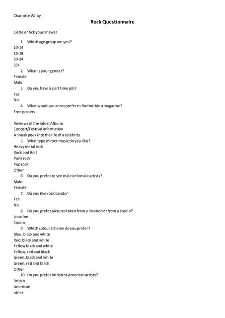 Questionnaire | DOCX