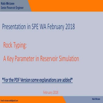 Rock Typing: A Key Parameter in Reservoir Simulation | PPTX