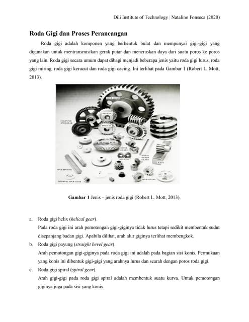 Rumus perhitungan roda gigi lurus | DOCX