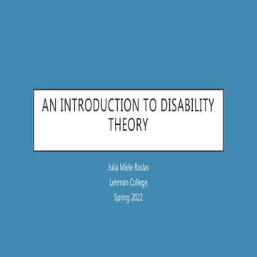 an introduction to disability theory | PPT