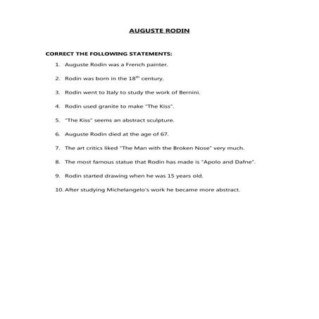 Rodin exercise | DOCX | Modern Art | Fine Art